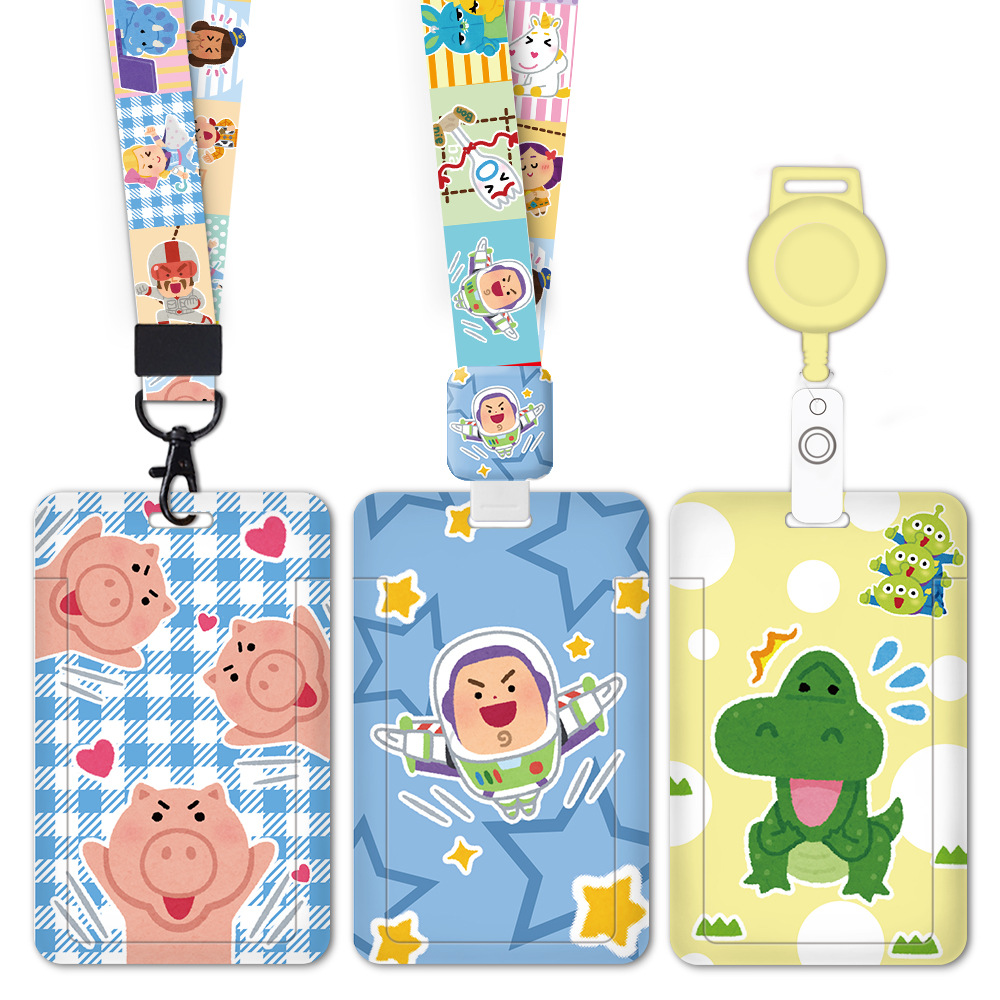 Cute cartoon bus ID card set badge work permit campus student meal card ...